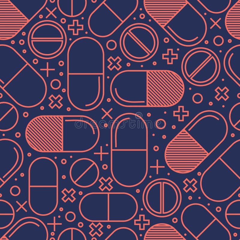 Medicine Linear Pills Seamless Pattern Stock Illustration ...