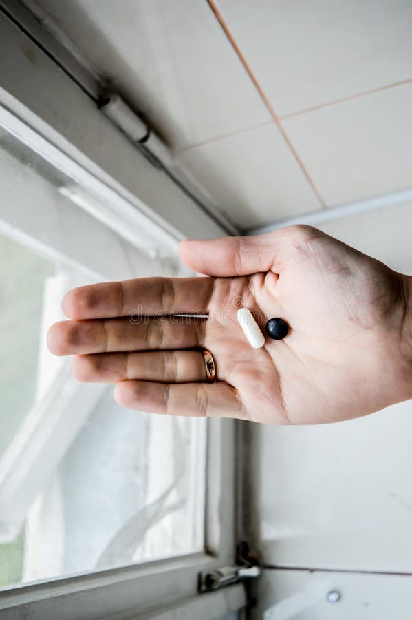 Medicine Pills in Hand .illness Stock Image - Image of cake, closeup ...