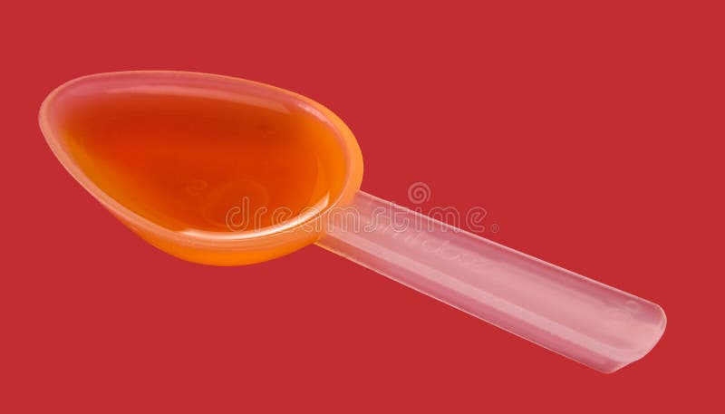 Medicine in Plastic Measuring Spoon - Isolated Stock Photo - Image of ...