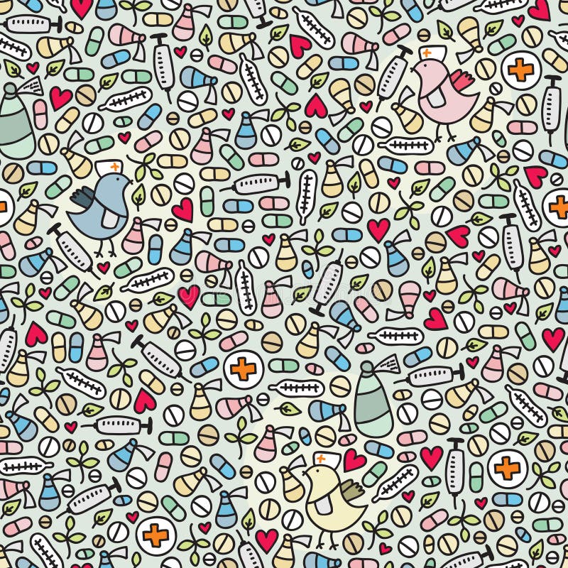 Medicine seamless pattern. stock vector. Illustration of cute - 32658311