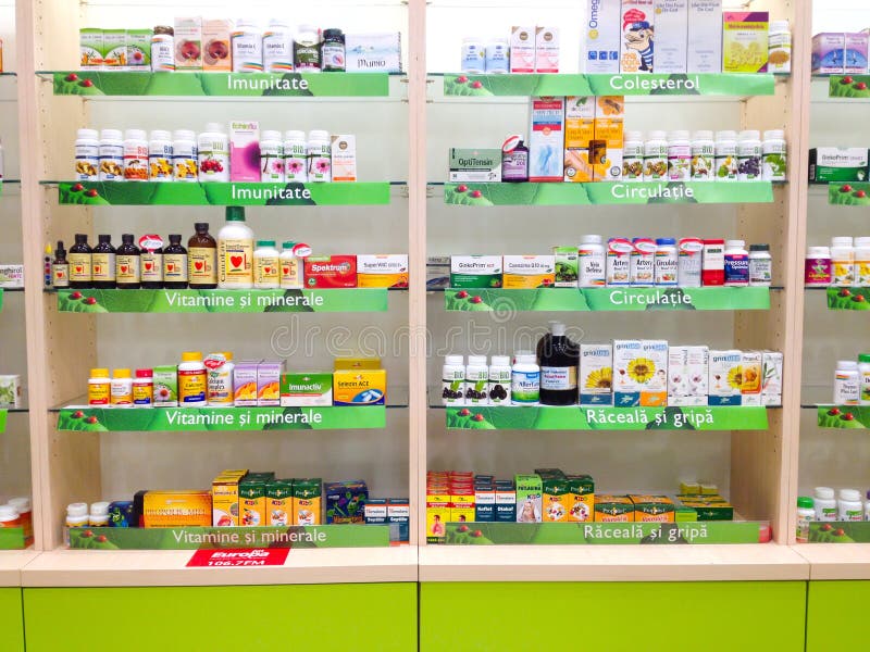 Vitamins Health, Shop Shelves. Pharmaceutical Products Editorial Stock ...