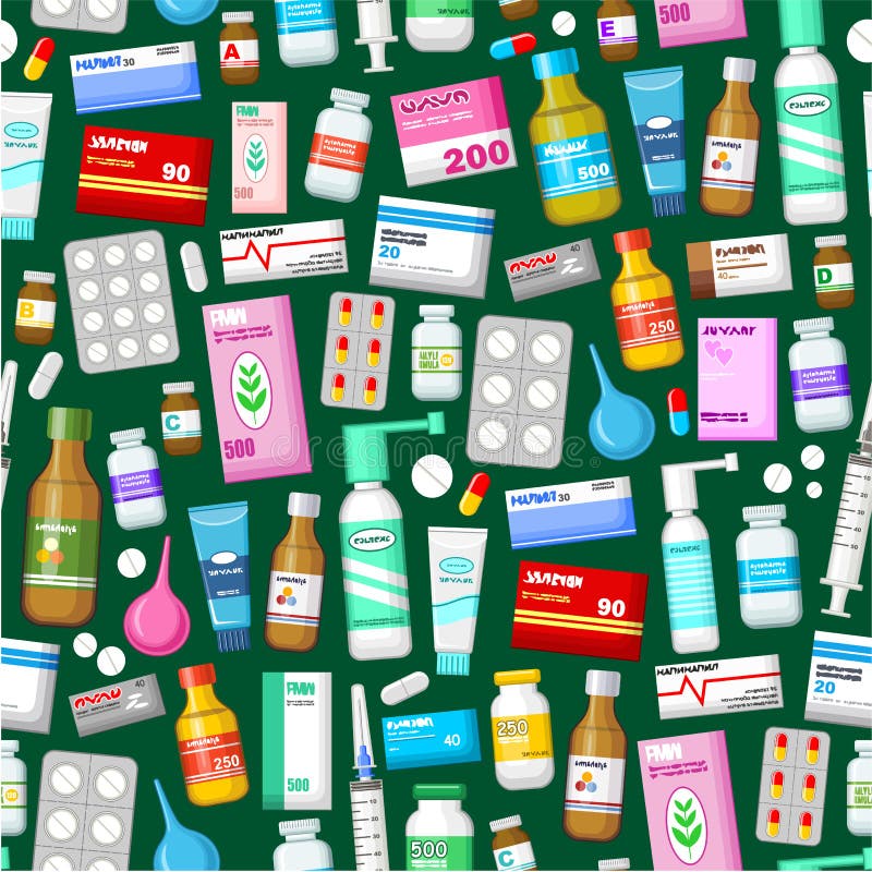 Medicine Tablets, Pills and Vitamins Pattern. Stock Vector ...