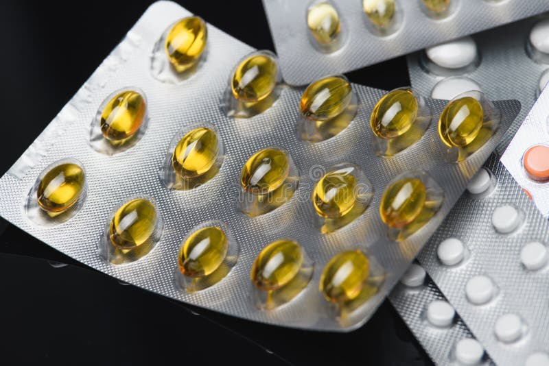 Medicine Tablets on the Table in the Group Stock Image - Image of help ...