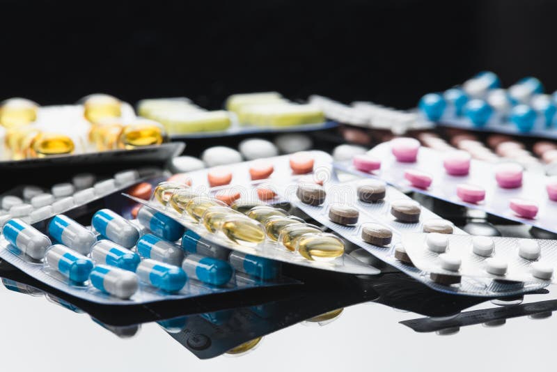 Medicine Tablets on the Table in the Group Stock Image - Image of ...