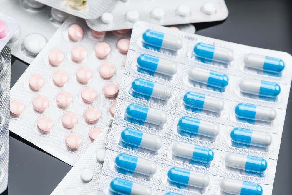 Medicine Tablets on the Table in the Group Stock Photo - Image of ...