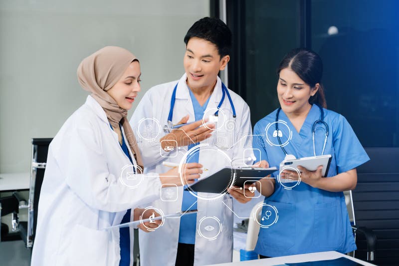 Medicine Team Doctor Using Digital Tablet and Smartphone Diagnose ...