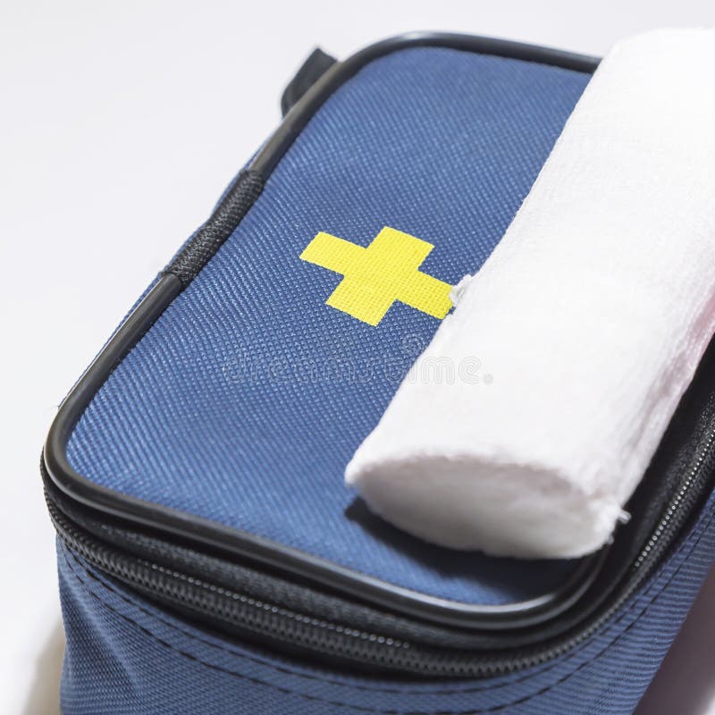 Medicine, Treatment. First Aid Kit and Wound Treatment Bandage for ...
