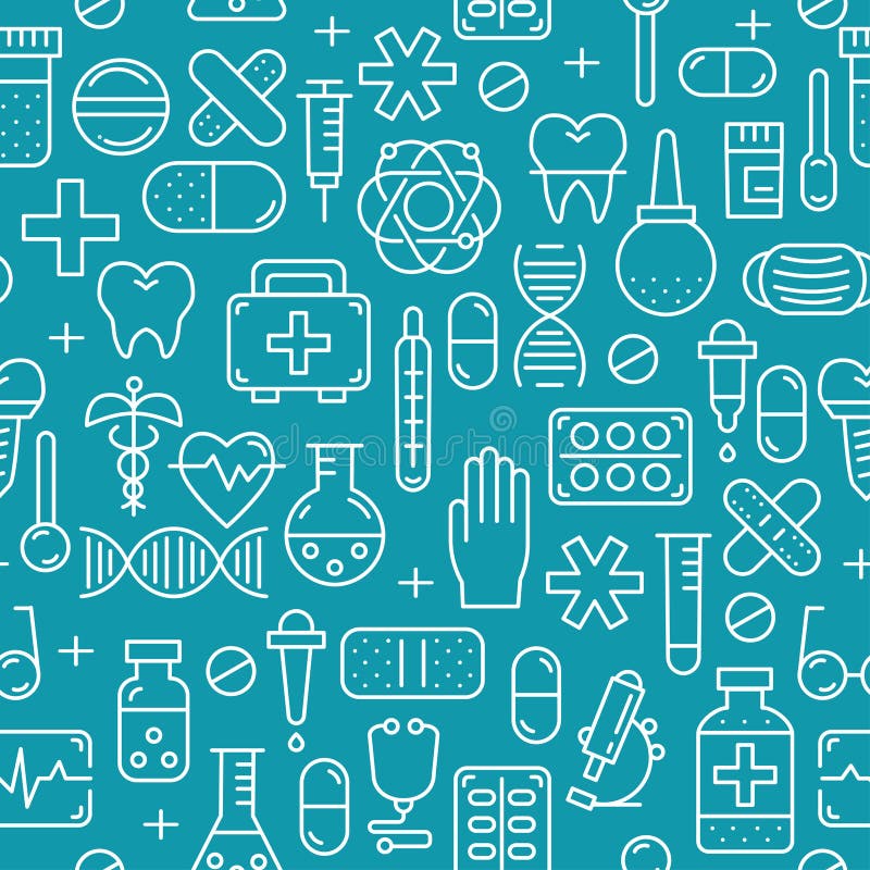 Medicine Vector Seamless Pattern with Medical Equipment Elements. Stock ...