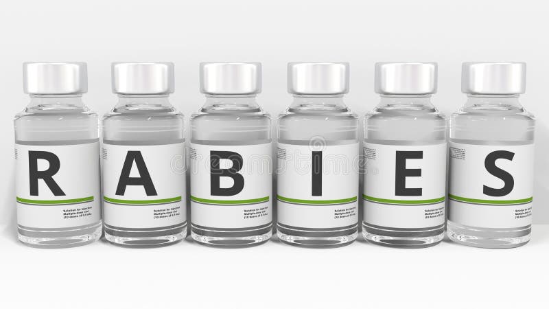 Medicine Vials Compose RABIES Text, Conceptual 3d Rendering Stock ...