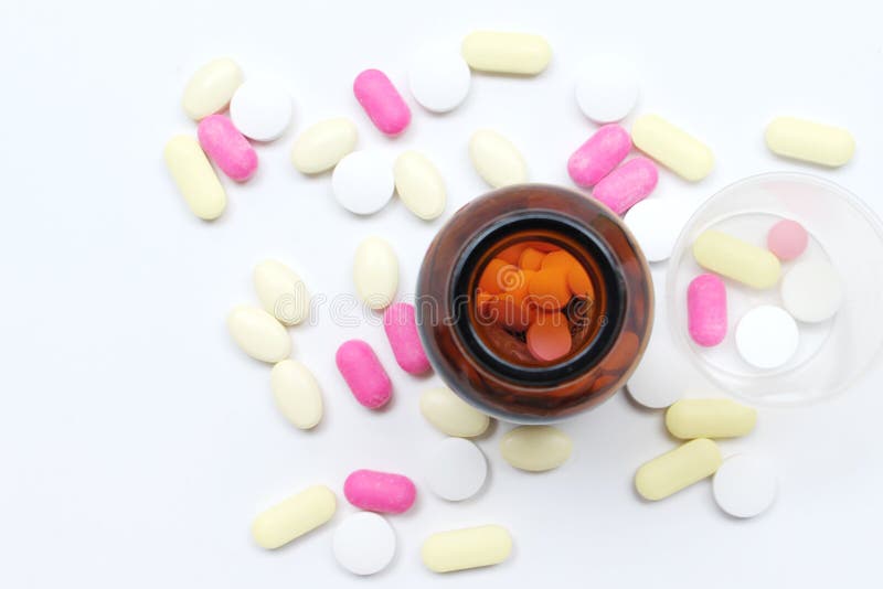 Medicine on a White Background Stock Image - Image of prescription ...