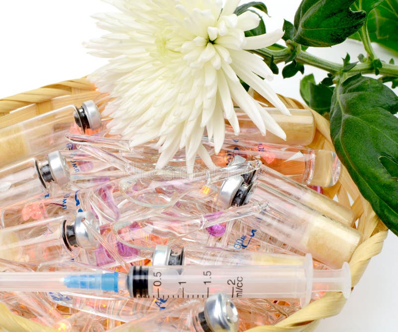 Medications for Injections on the Background of a Flower Stock Photo ...