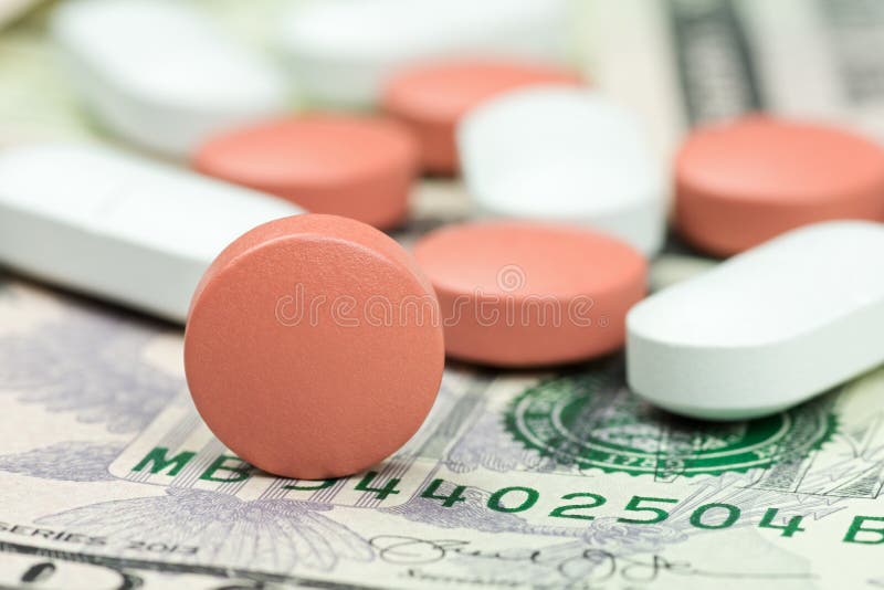 Medicines Capsules and Pills on Bills Stock Image - Image of medical ...