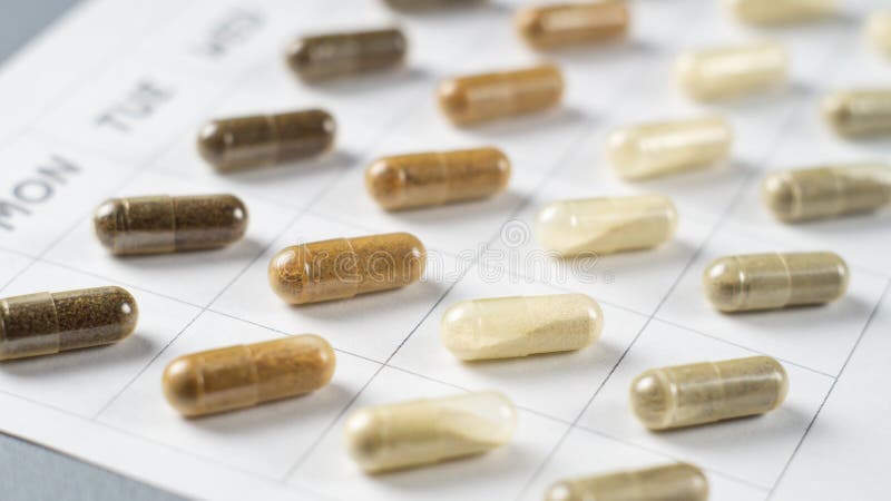 Medicines or Dietary Supplements on a Calendar Sheet Stock Photo ...