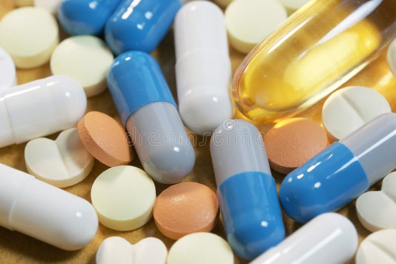 Medicines in the Form of Tablets of Different Colors Stock Image ...