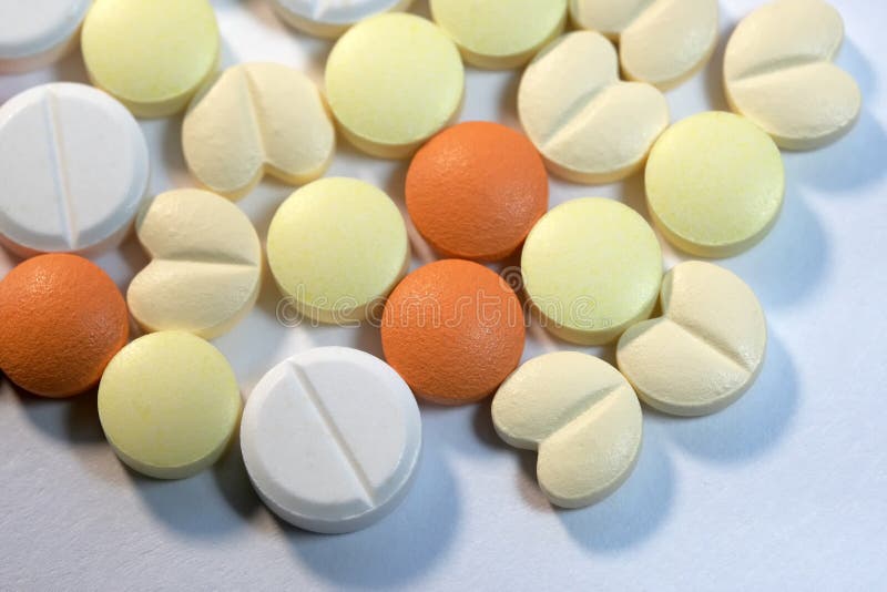 Medicines in the Form of Tablets of Different Colors Stock Photo ...