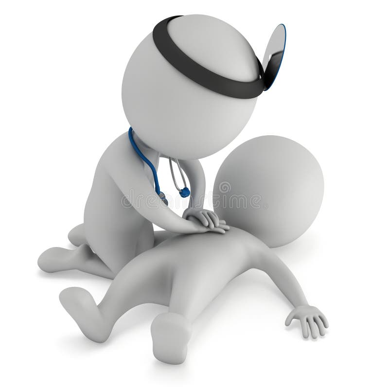 Uomo 3D Che Esegue Il Massaggio Cardiaco Polmonare (RCP) E Il Primo ...