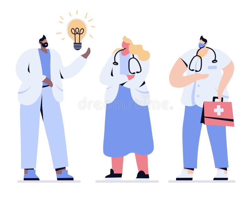 Medics People Vector Doctors and Nurses Doctor with Light Bulb Stock ...