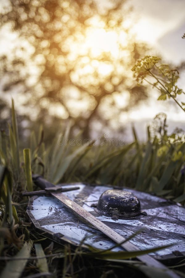 Medieval Age with Castles, Swords, Shields Stock Photo - Image of exile ...