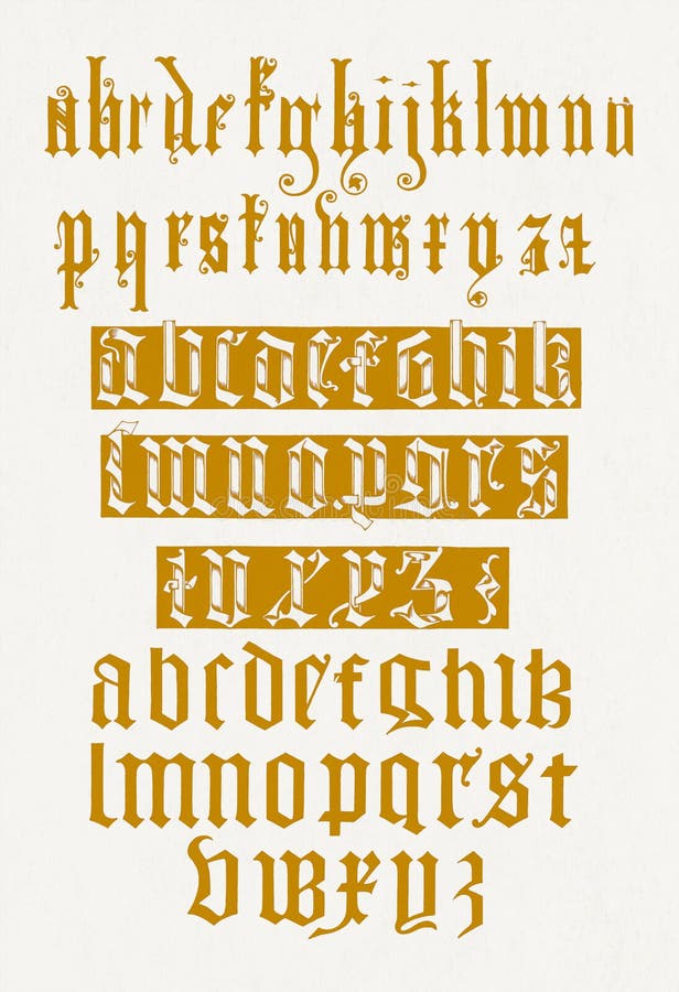 Medieval Alphabet. Decorative Initial Designs Stock Illustration ...