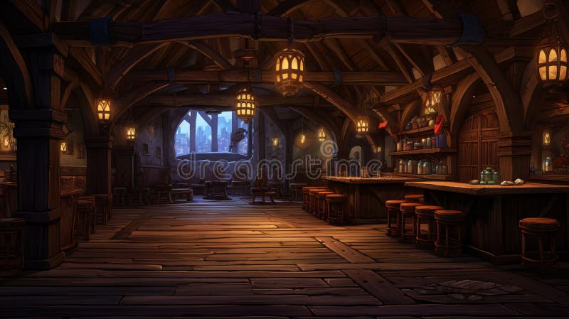 Medieval Ambiance: Atmospheric Empty Tavern of Medieval Times Stock ...