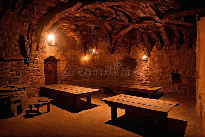 Medieval Ancient Crypts and Dungeons Stock Illustration - Illustration ...