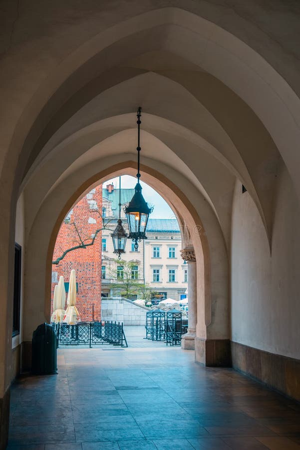 Medieval Arched Passage To the Old Trade Square of Krakow Stock Photo ...