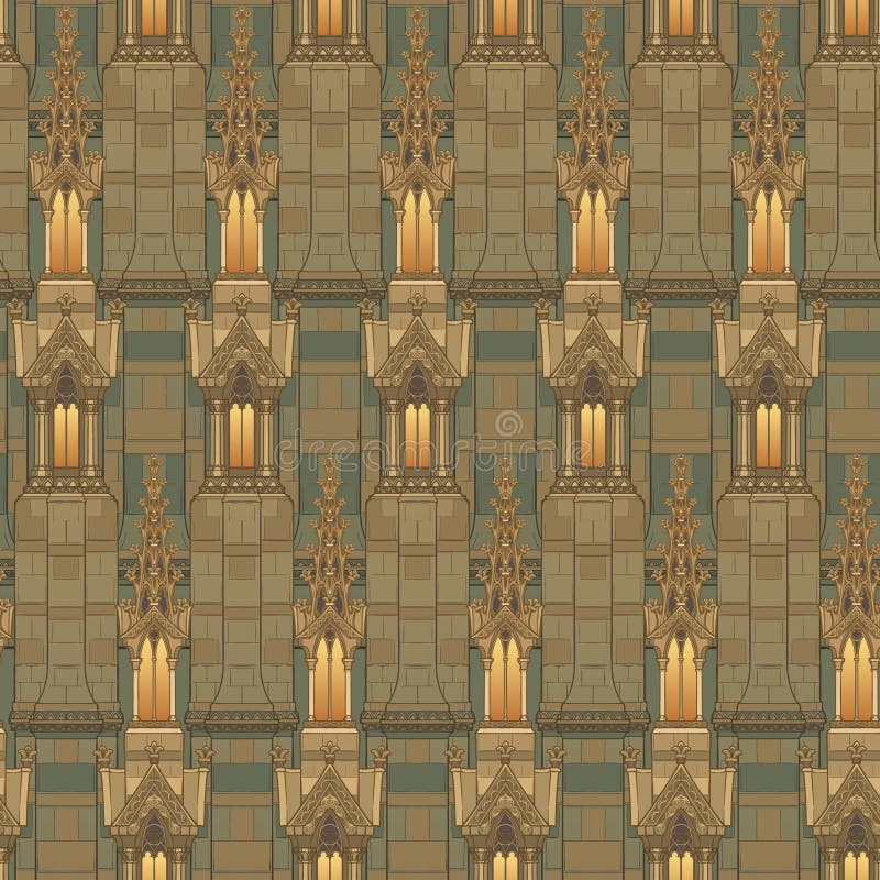 Medieval Architectual Elements Seamless Pattern in a Style of a ...