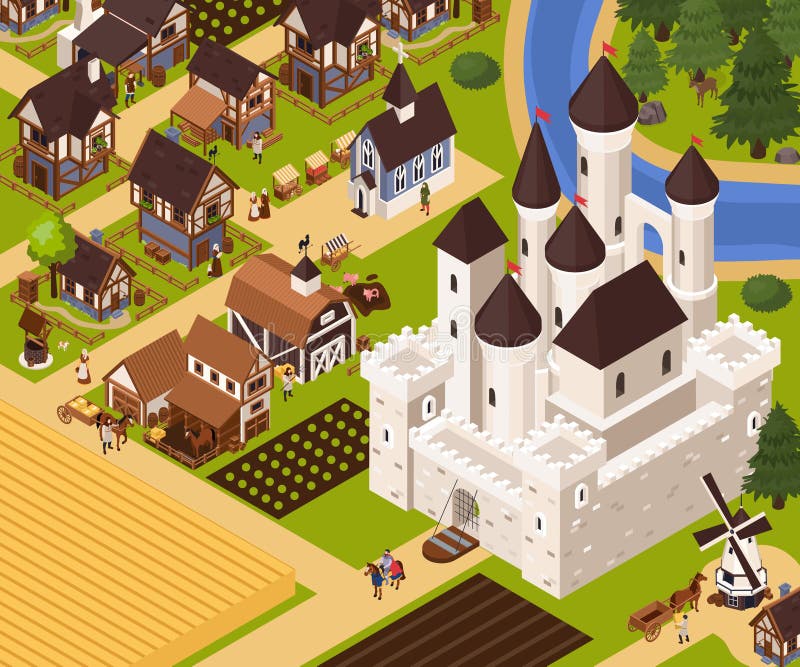 Isometric Medieval Town Stock Illustrations – 426 Isometric Medieval ...