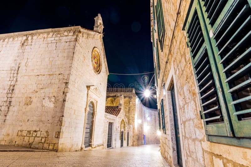 Medieval Architecture at Night Stock Image - Image of city, medieval ...