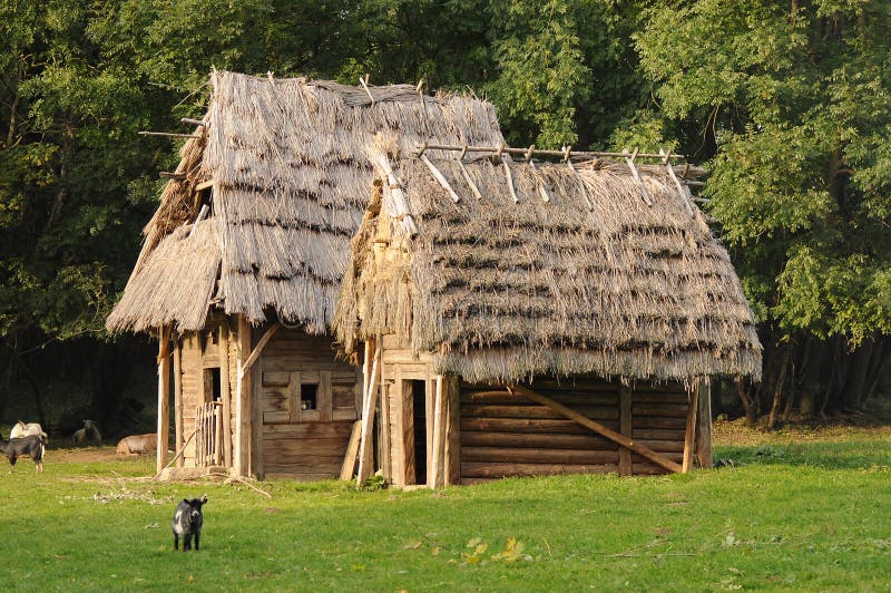 Medieval House with Straw Roof Stock Photo - Image of house, primitive ...