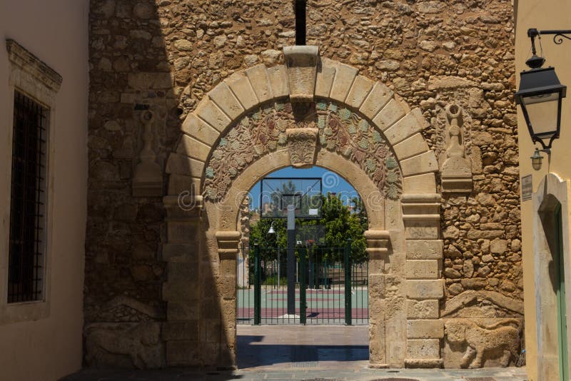 Medieval archway on Crete stock image. Image of monument - 79299075