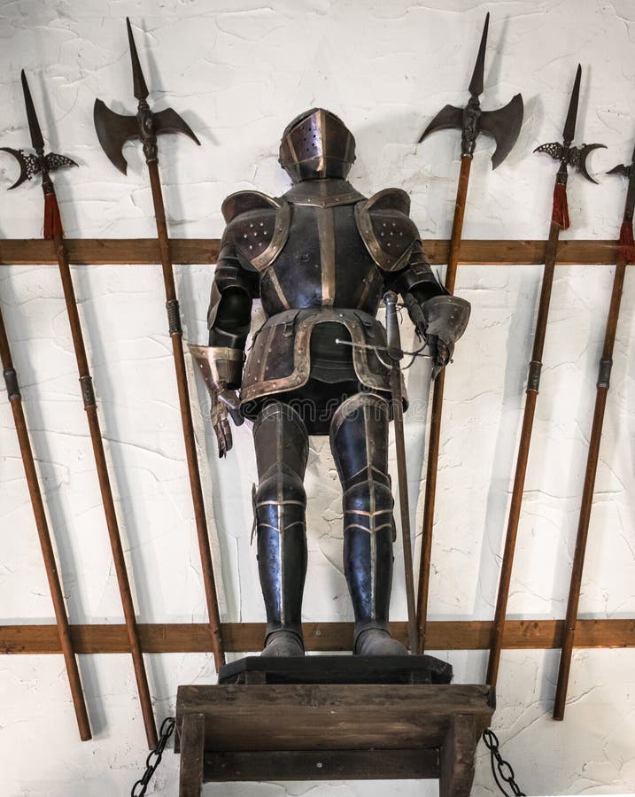 Medieval Armor Exposed with Metal Halberds. Stock Image - Image of ...