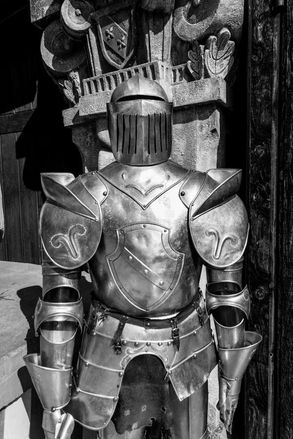 Medieval Armor in Front of a Castle. Stock Image - Image of european ...