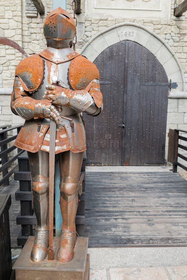 Medieval Armor in Front of a Castle. Stock Photo - Image of plate ...
