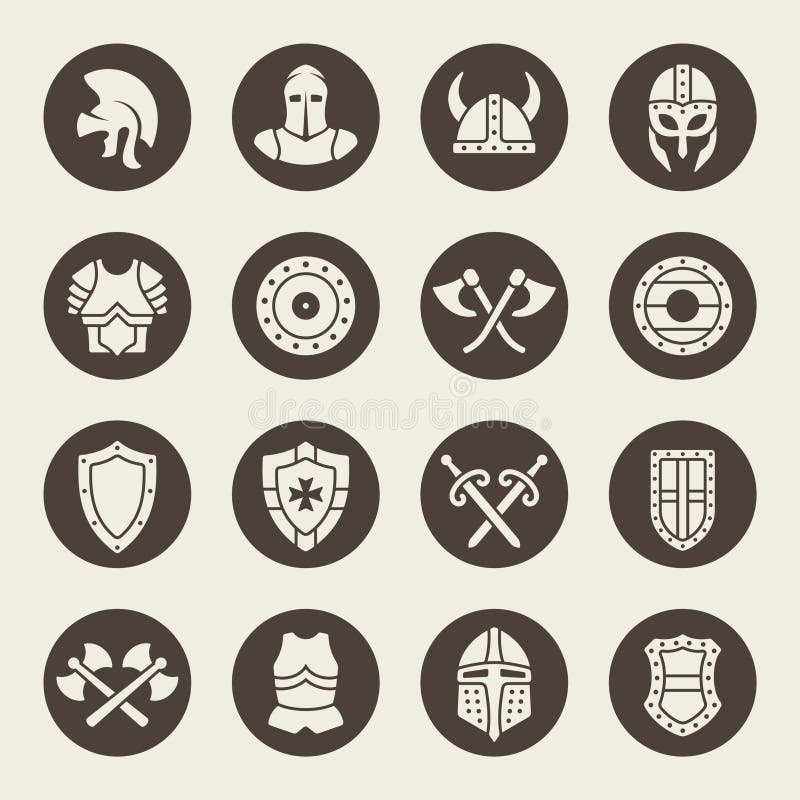 Medieval Armor Icons Set, Simple Style Stock Vector - Illustration of ...