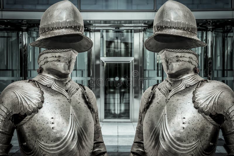 Safety.Medieval Armor Protecting a Business Building Stock Photo ...