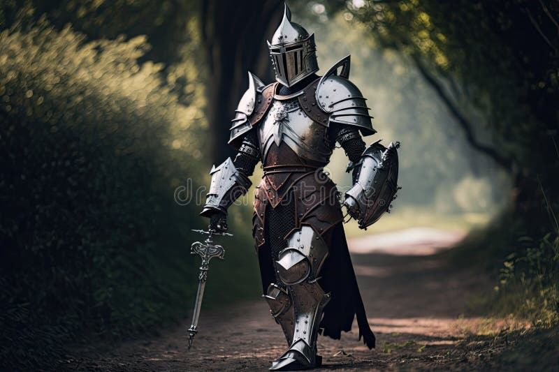 Medieval Armor White Black Walking Knight Stock Illustration ...