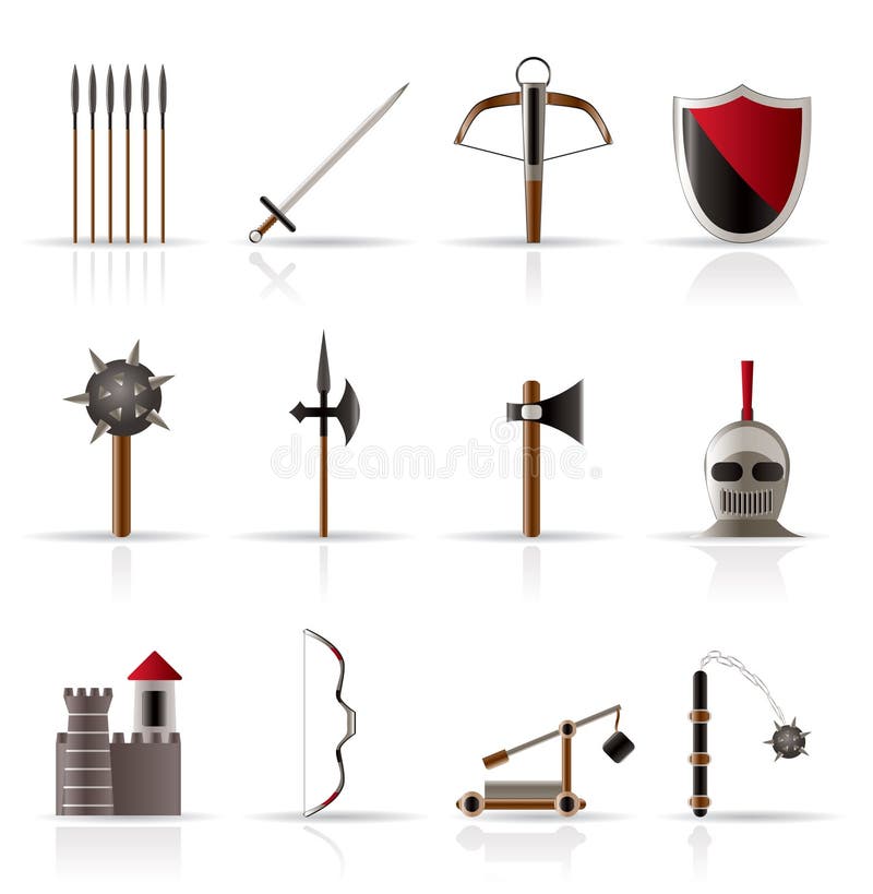 Sketched Medieval Icons Set Stock Vector - Illustration of protection ...