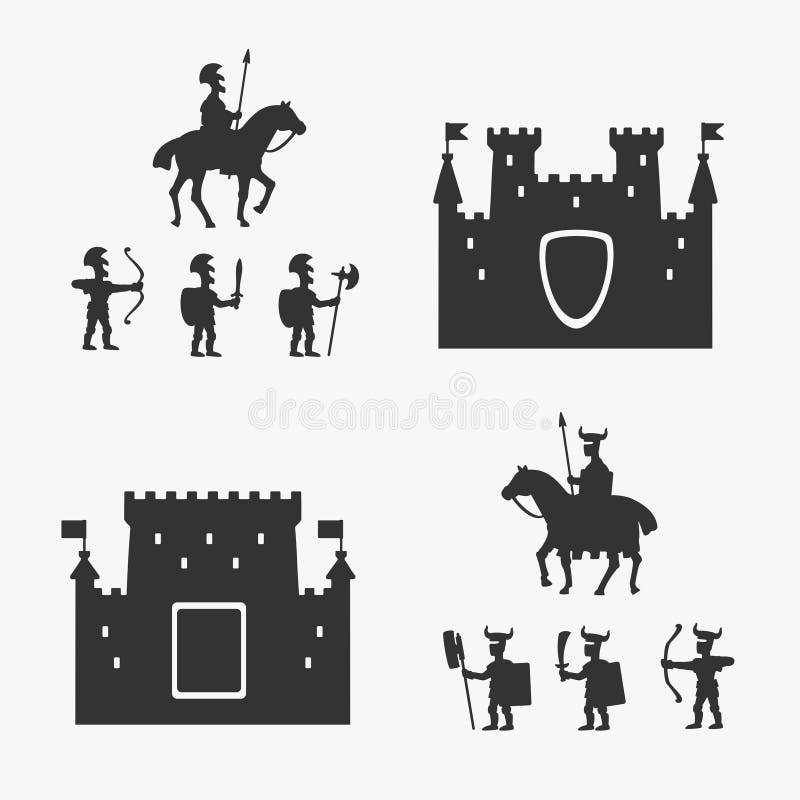 Medieval Army and Ancient Castles Stock Illustration - Illustration of ...