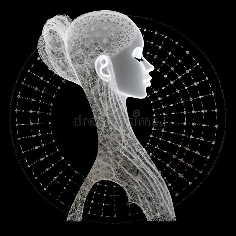 Medieval Art Silhouette Profile in String Art Style Composition Stock ...