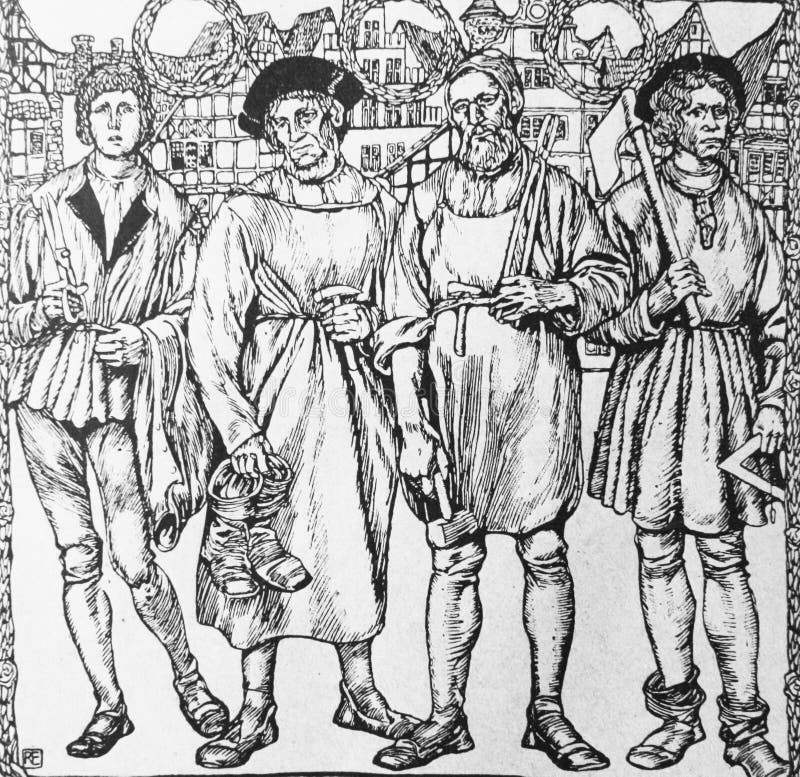 Medieval Artisans: Tailor, Shoemaker, Blacksmith, Carpenter in the Old ...