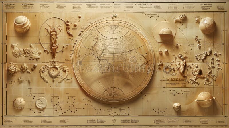 Medieval Astronomical Clock. an Ancient Astronomical Clock Scheme Stock ...