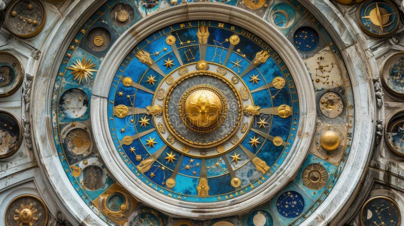 Medieval Astronomical Clock. an Ancient Astronomical Clock Scheme Stock ...