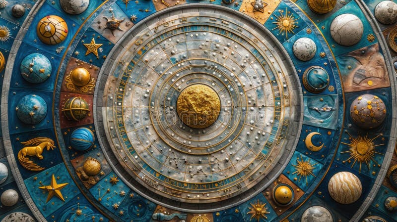 Medieval Astronomical Clock. an Ancient Astronomical Clock Scheme Stock ...