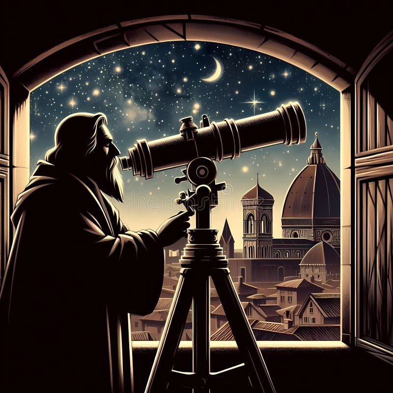 Medieval Astronomy Telescope Stock Illustration - Illustration of ...