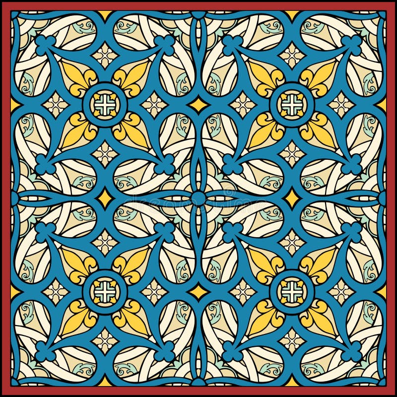 Medieval Bandanna Illumination Stock Vector - Illustration of symmetric ...