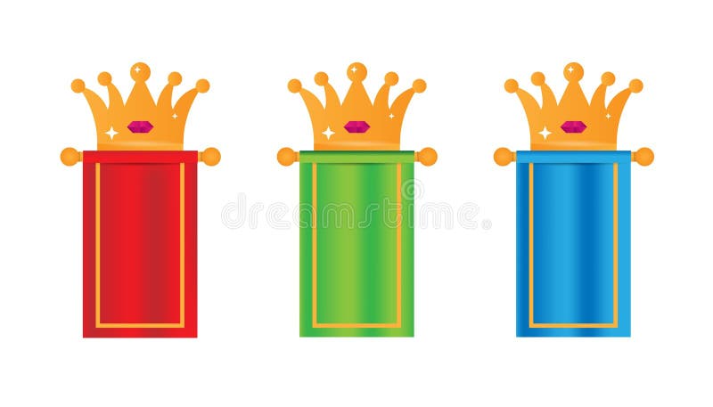 Medieval Banner Pennant with a Crown Different Colors Set Stock Vector ...