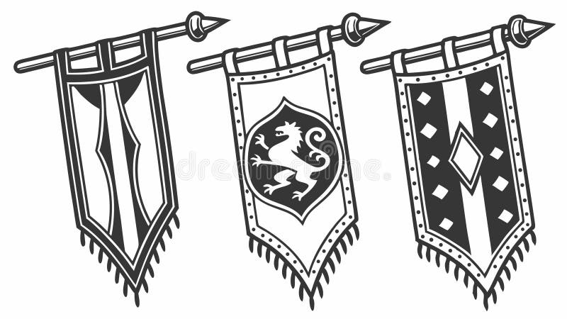 Medieval Battle Banners Flags Vector Set, Vector Design Generative AI ...