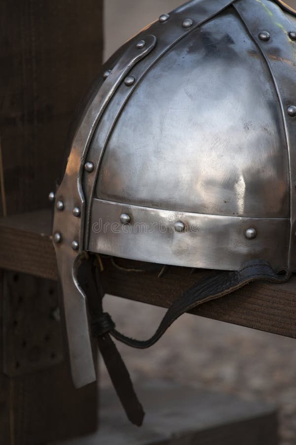 Medieval battle helmet stock photo. Image of weapon - 129092588