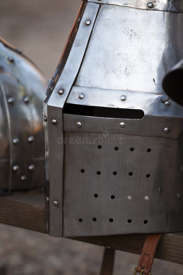 Medieval battle helmet stock photo. Image of armor, warrior - 129093182
